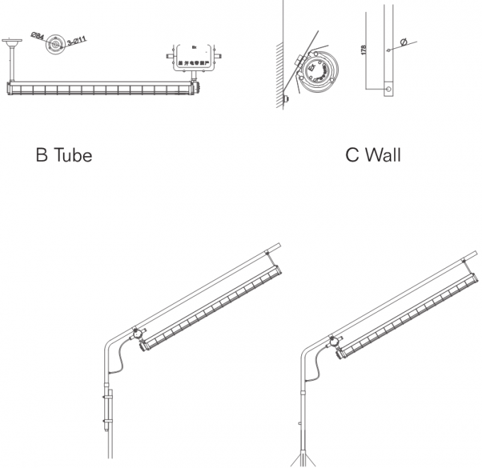 Linear Tube Lighting 4ft T8 Explosion-Proof Fluorescent Tube 2x36W ...