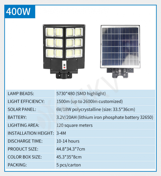 High Brightness Solar Street Lights 5000 Lumens Solar Powered Street Lamp
