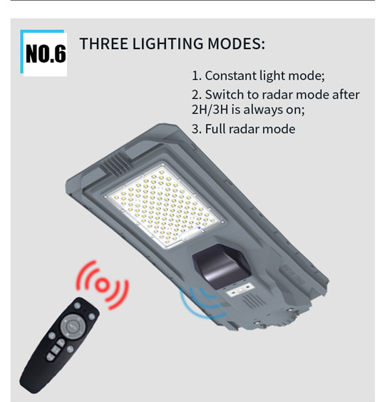 800W 1200W ABS Automatic Led Street Light Remote Control All In One